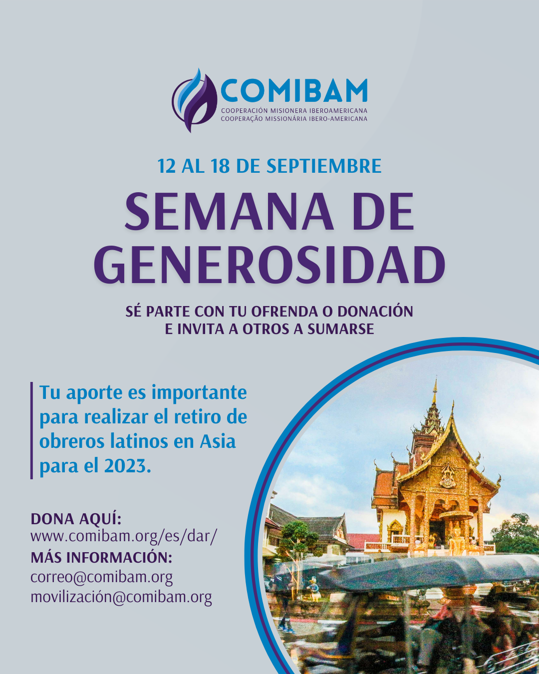 12 AL 18 DE SEPTIEMBRE – Comibam Internacional